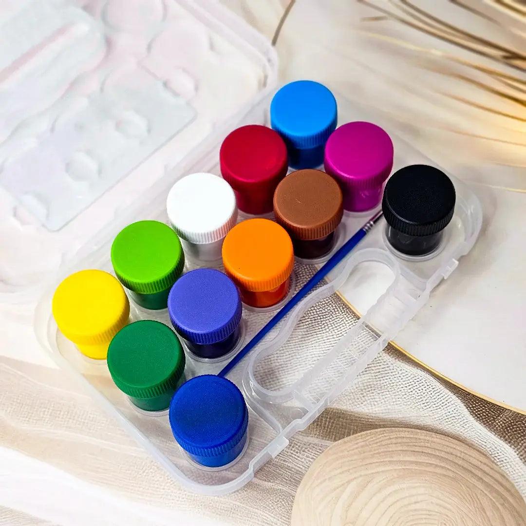 Poster Paints Set of 12 - Set of 12 Bright Colors with Brush