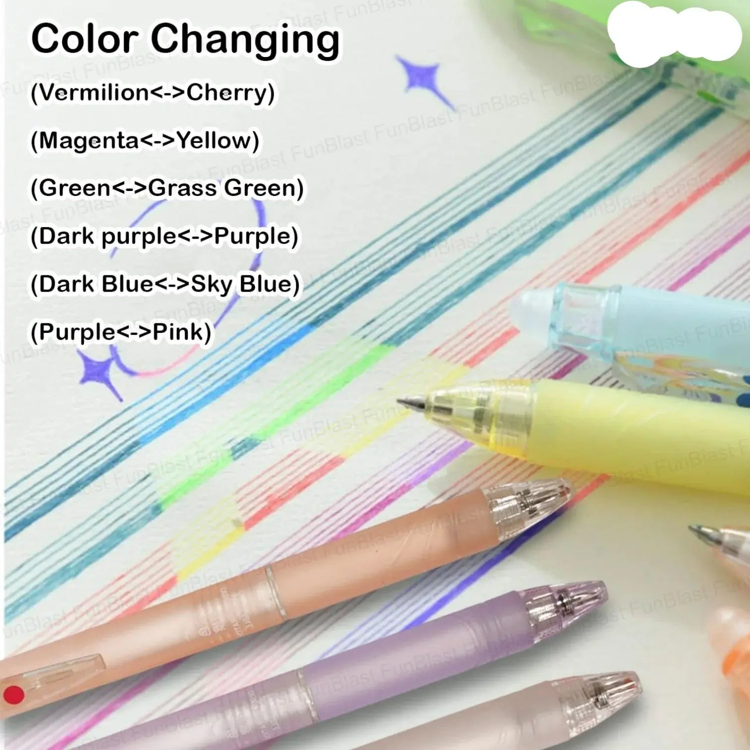 Color Changing Gel Pen with Eraser - 6 pcs Color pen